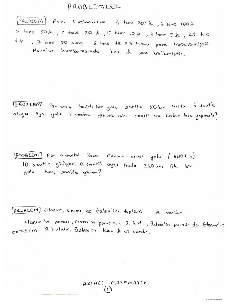 6.sinif Problemler | PDF