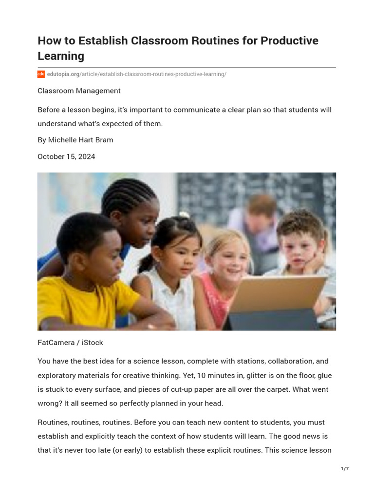 How To Establish Classroom Routines For Productive Learning | PDF ...