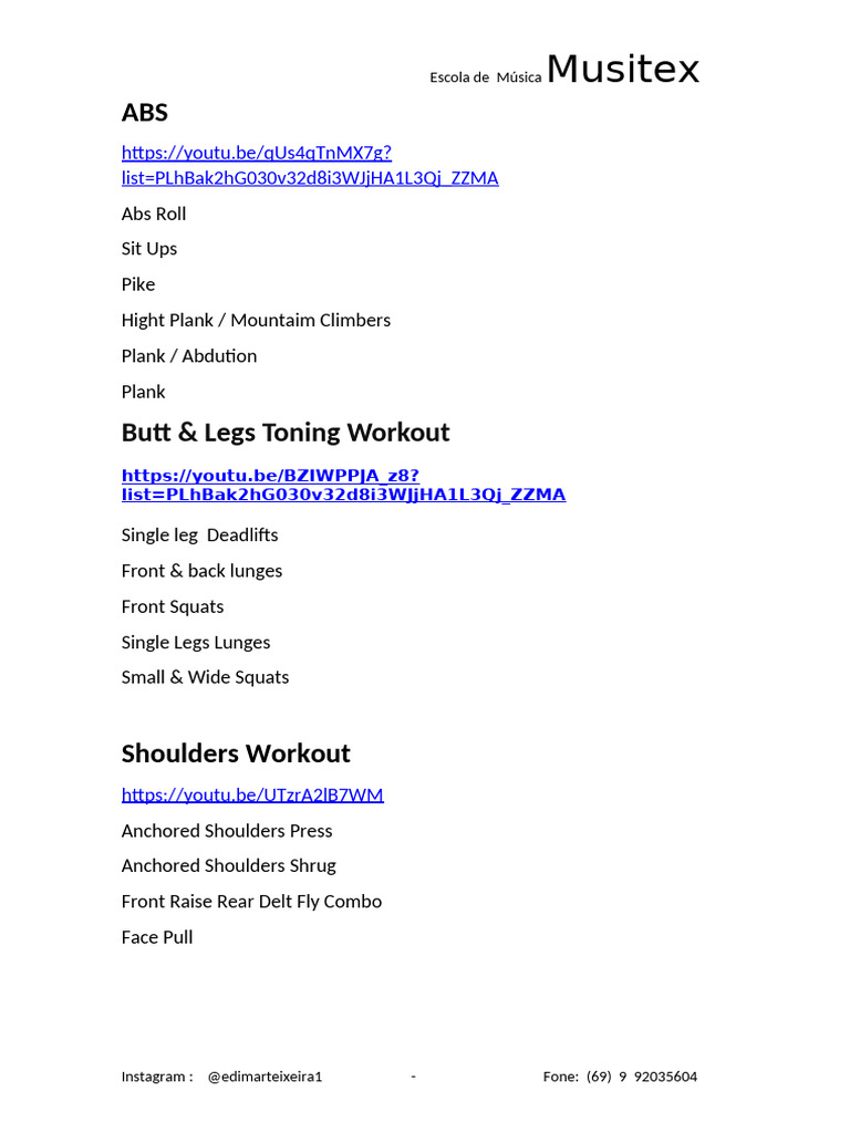 Musitex: Butt & Legs Toning Workout | PDF