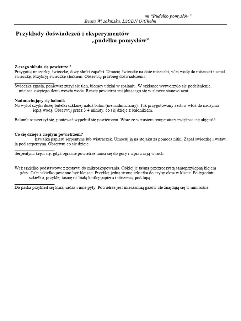 4pory Przyklady Dosw I Eksp Przyr | PDF