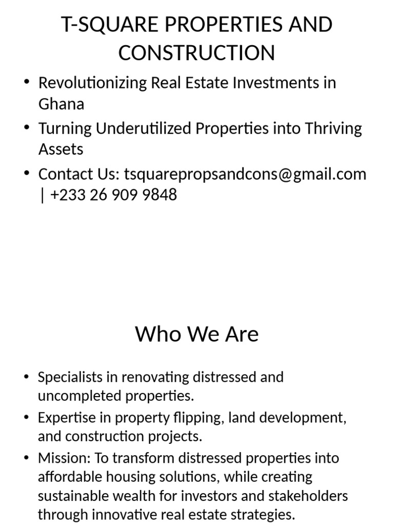T-Square Real Estate Pitch | PDF | Investing | Real Estate Investing