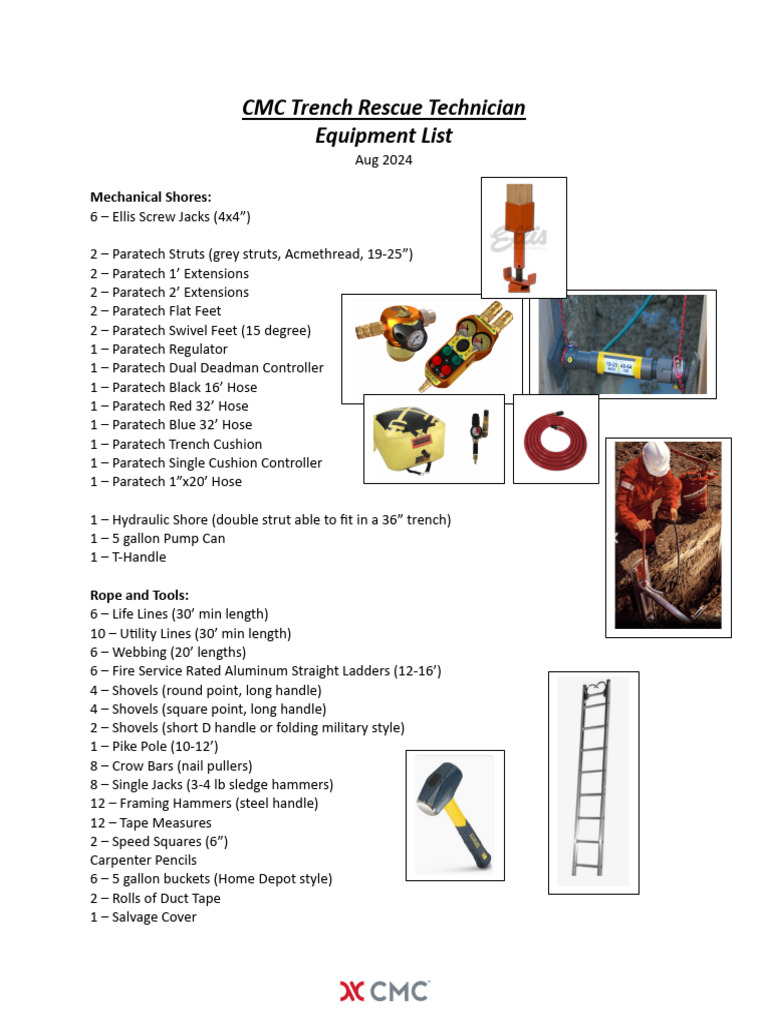 Trench Rescue Equipment Overview | PDF