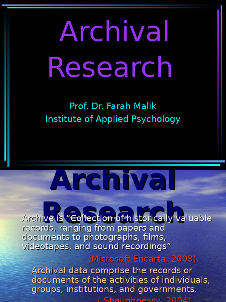 Archival Research | PDF | Information | Ethnography