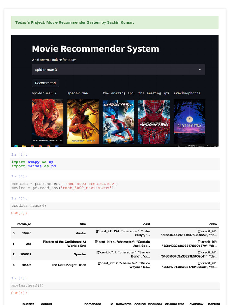 Movie Recommendation System Project | PDF | Action Films | Avatar (2009 ...