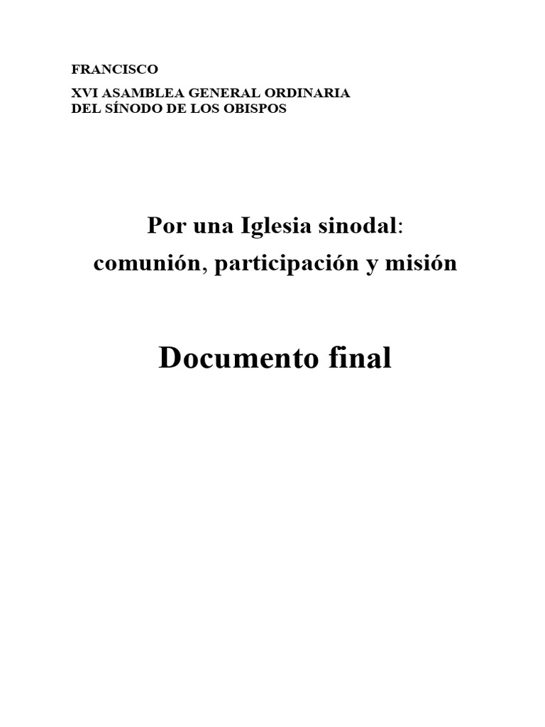 sinodo Documento-finale | PDF | eucaristía | Iglesia Católica