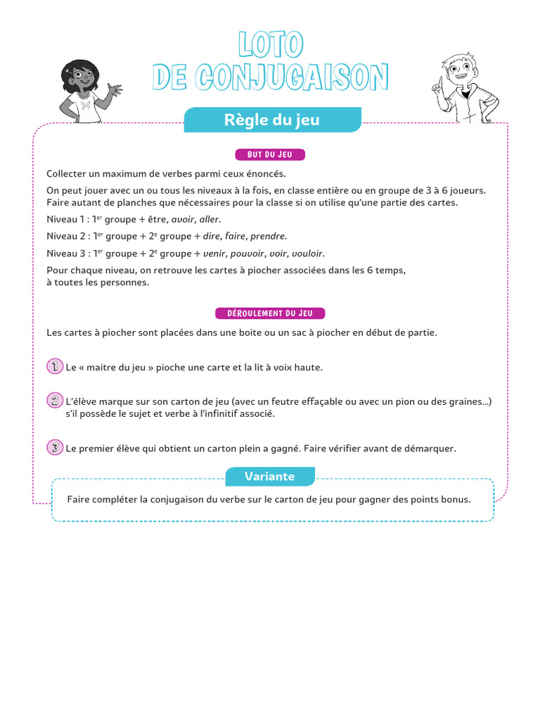 Loto Conjugaison: Jeu Éducatif Verbes | PDF