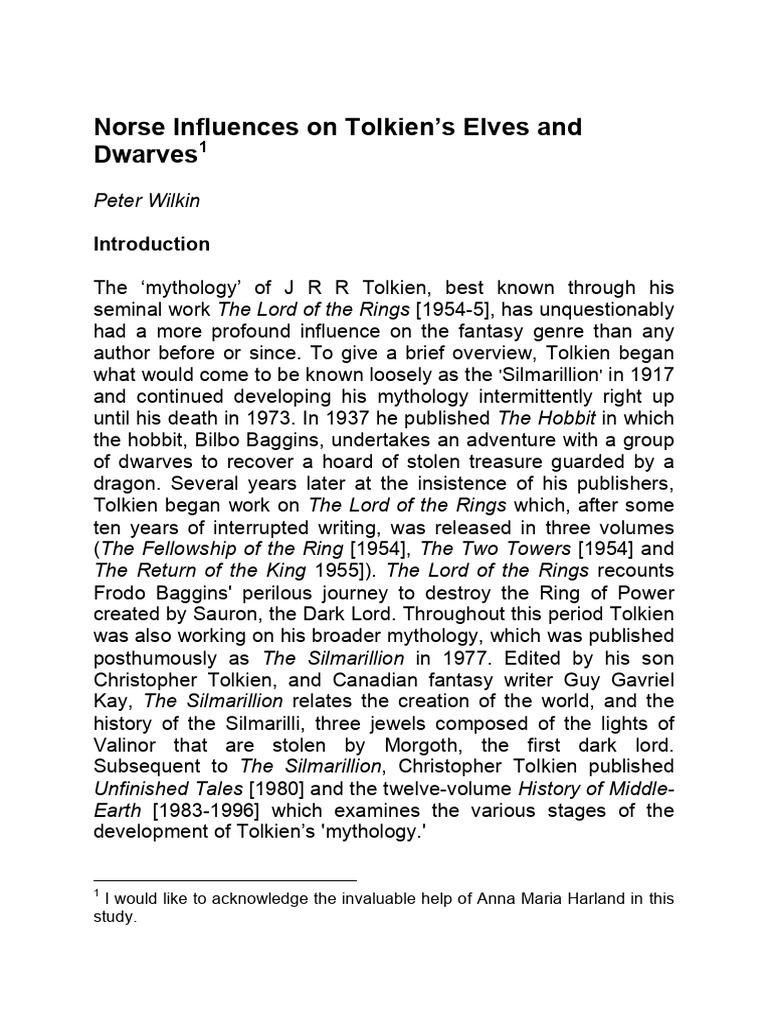 Norse Roots in Tolkien's Elves & Dwarves | PDF | Elves | The Hobbit