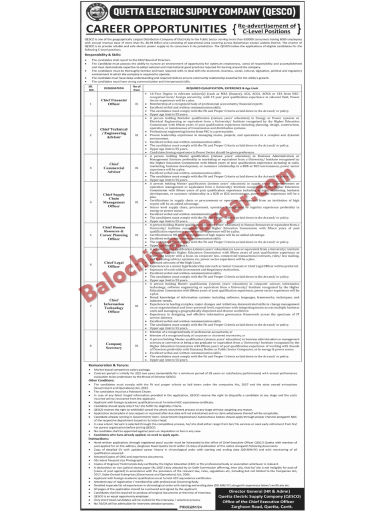 Qesco Jobs 2025 | PDF