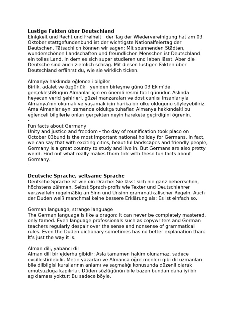 Lustige Fakten Über Deutschland | PDF
