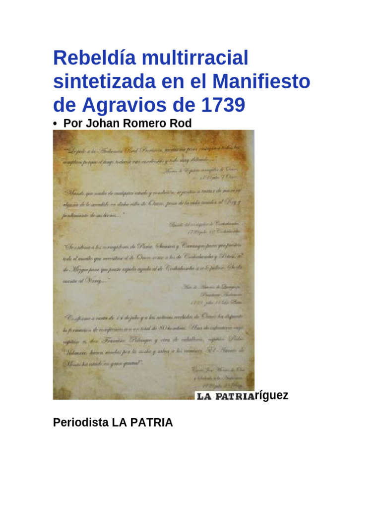 Manifiesto de Agravios de 1739 | PDF | Imperio Inca | Imperio español