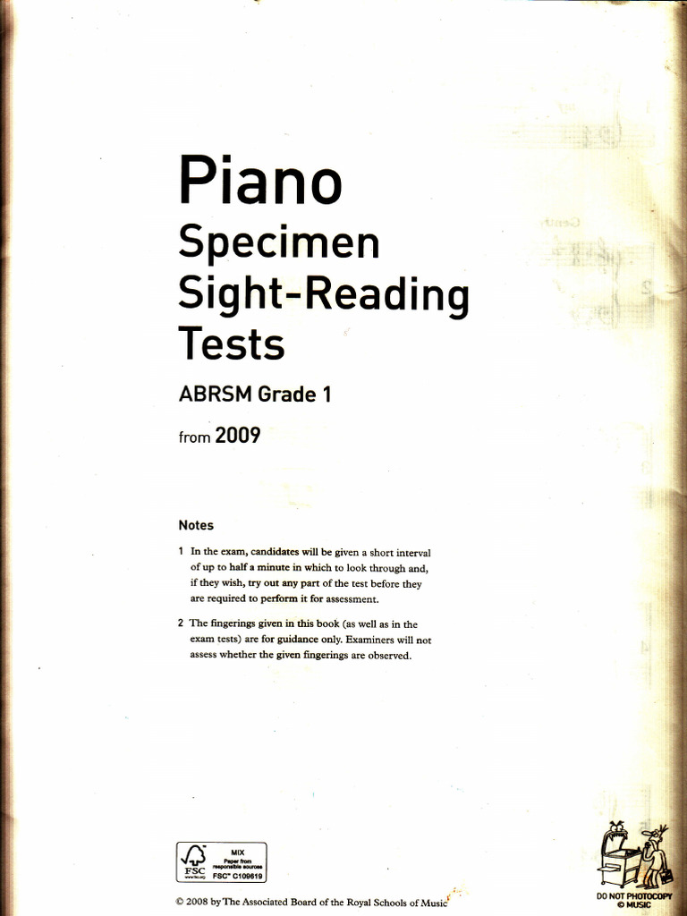 Piano Sight Reading Level 1 | PDF | Musicology | Educational Assessment ...