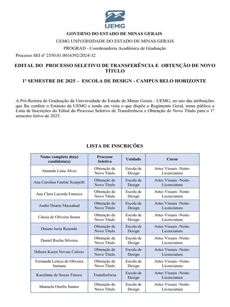 Transf Obt Novo Titulo 2025 1 Ed | PDF | Ensino Superior | Academia