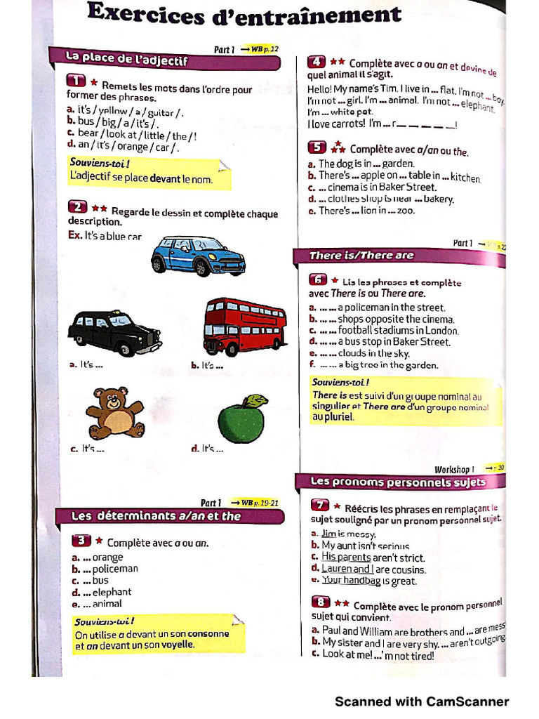 Exos Entrainement So English 6e Pages 1 Et 2 | PDF