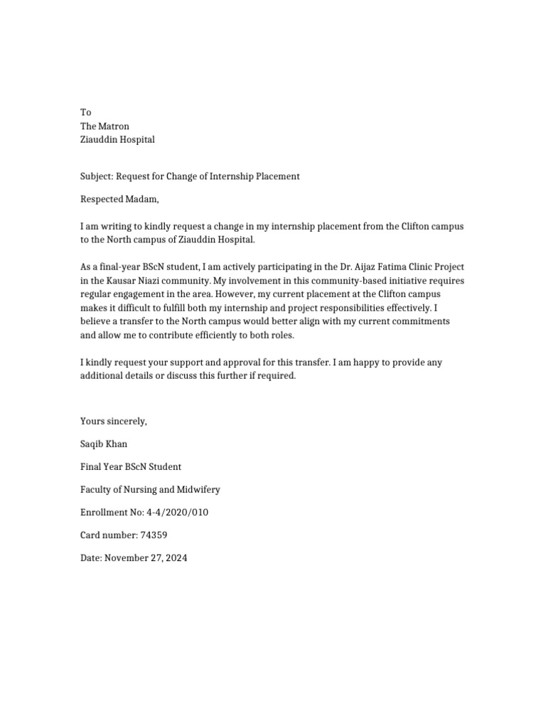 Application For Matron | PDF