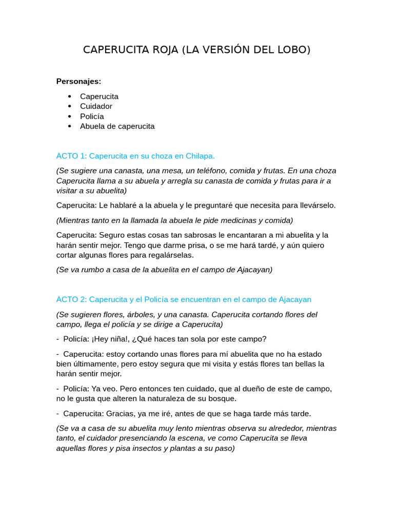 Caperucita roja (la versión del lobo) | PDF | Caperucita Roja