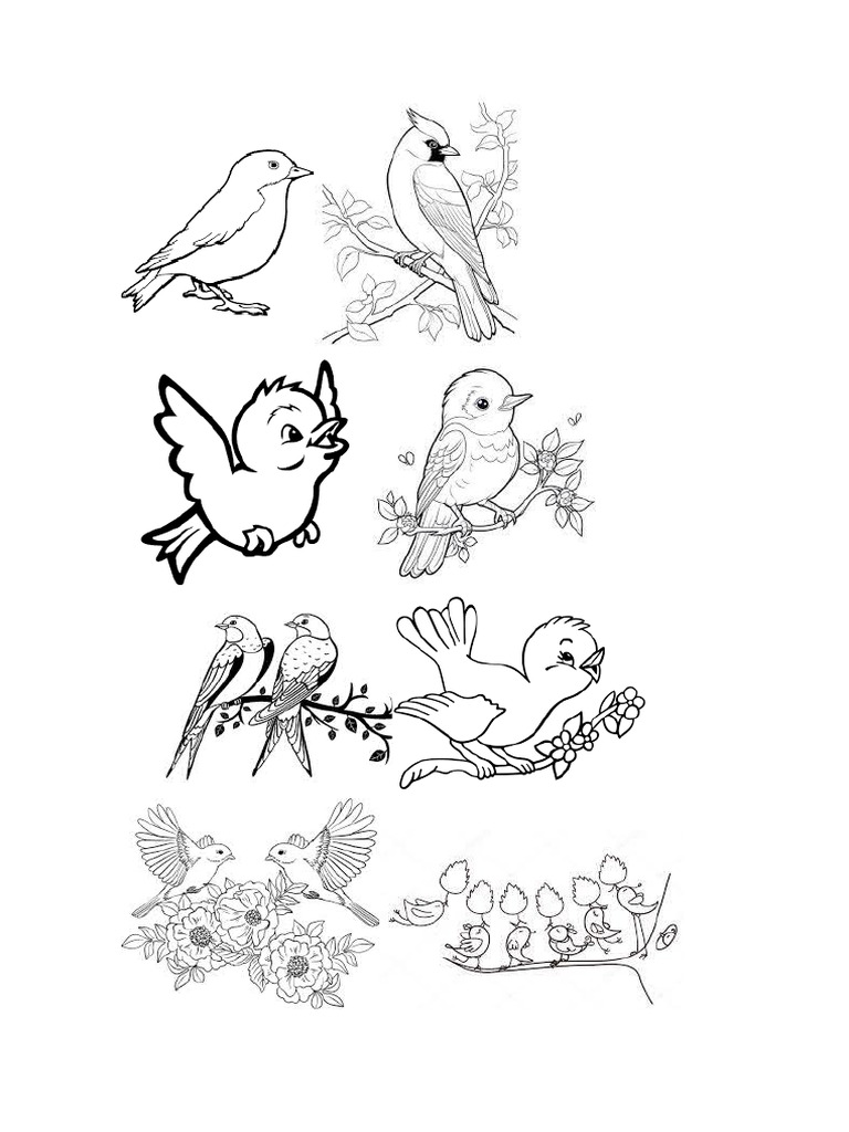 Dibujo de Pajaritos para Pintar | PDF