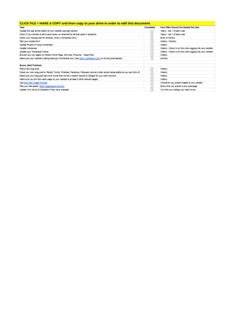 Managing Your Own Website Checklist | PDF | Word Press | Websites