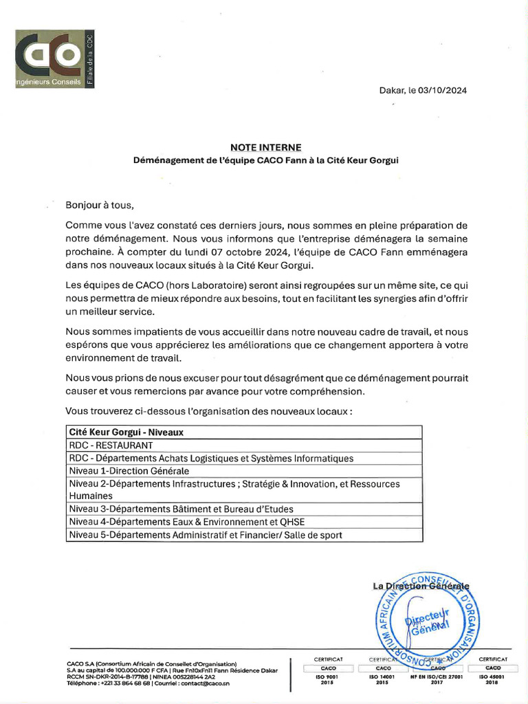 NOTE D'INFORMATION INTERNE | PDF