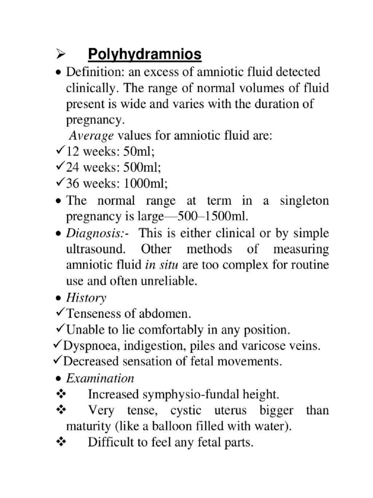 Polyhydramnios and Oligohydramnios | PDF