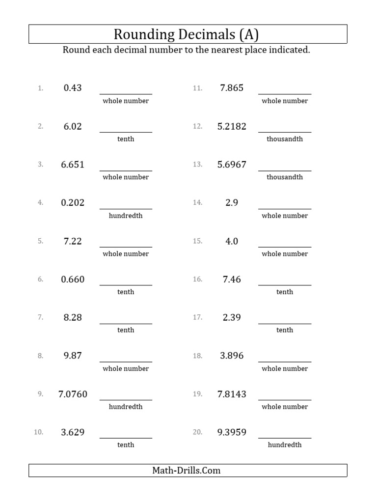 Decimal Rounding Practice | PDF | Rounding | Computing
