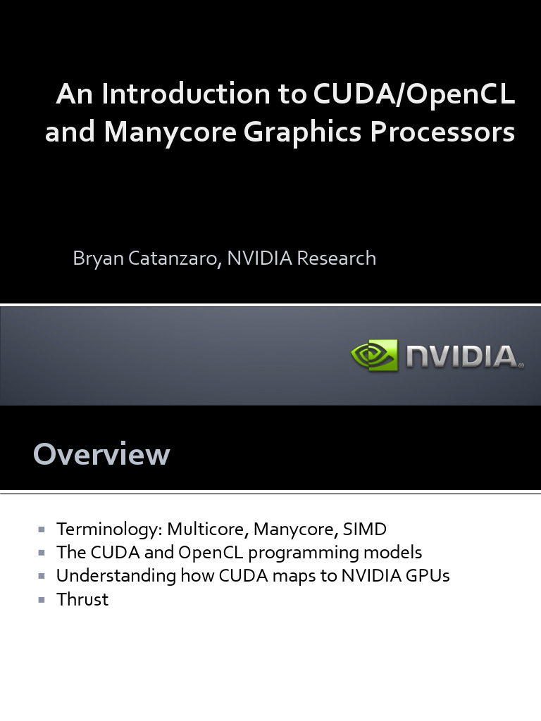 CatanzaroIntroToGPUs | PDF | Graphics Processing Unit | Thread (Computing)