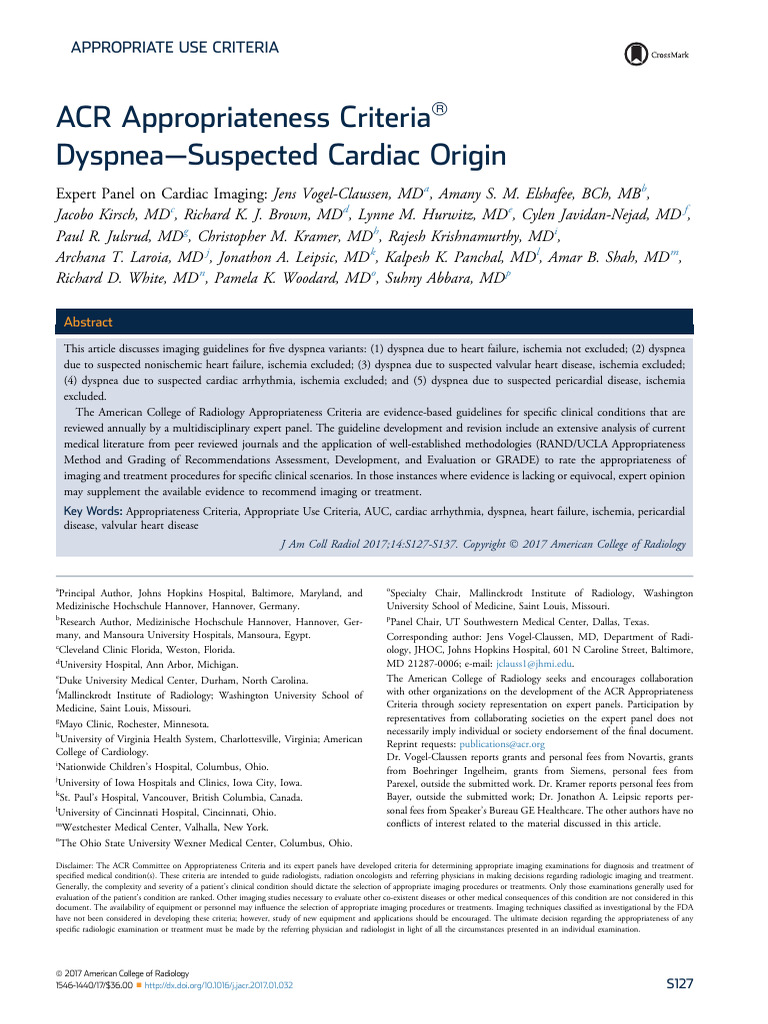 ACR Appropriateness Criteria Dyspnea Sus - 2017 - Journal of The American Colle | PDF ...