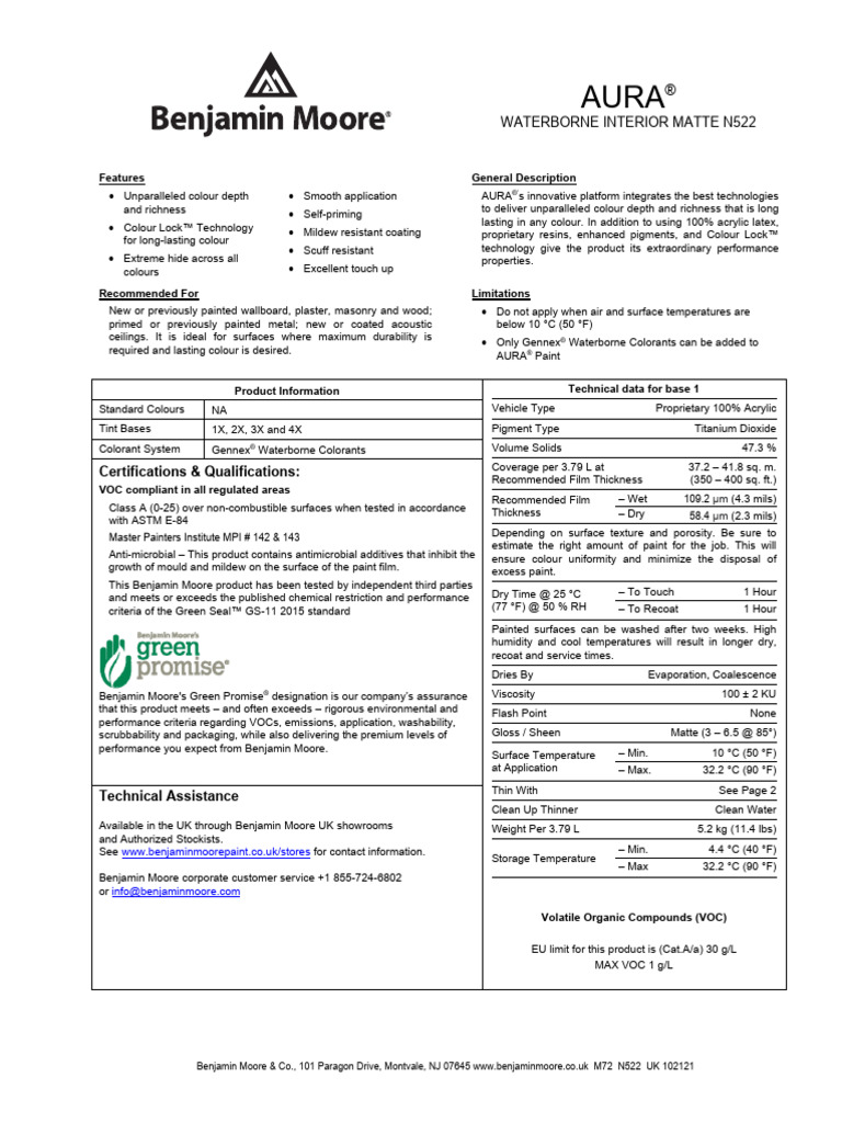 Aura Interior Matte | PDF | Paint | Materials