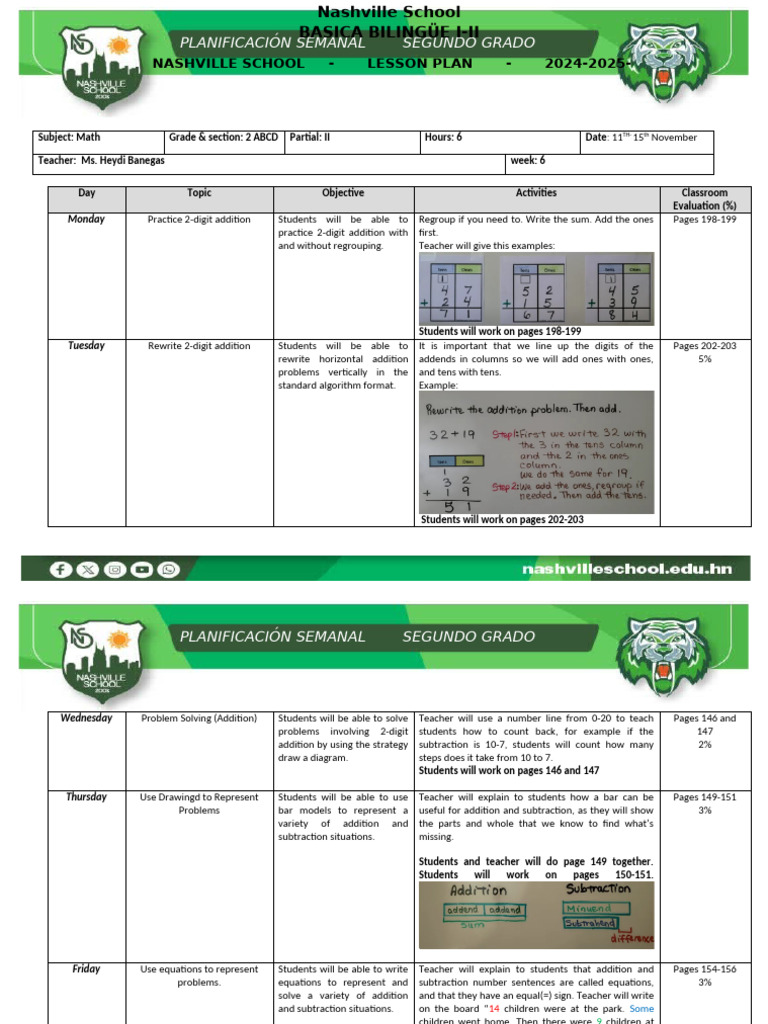 Lesson Plan Math 2nd Grade Partial II Week 2 | PDF | Applied Mathematics | Mathematics