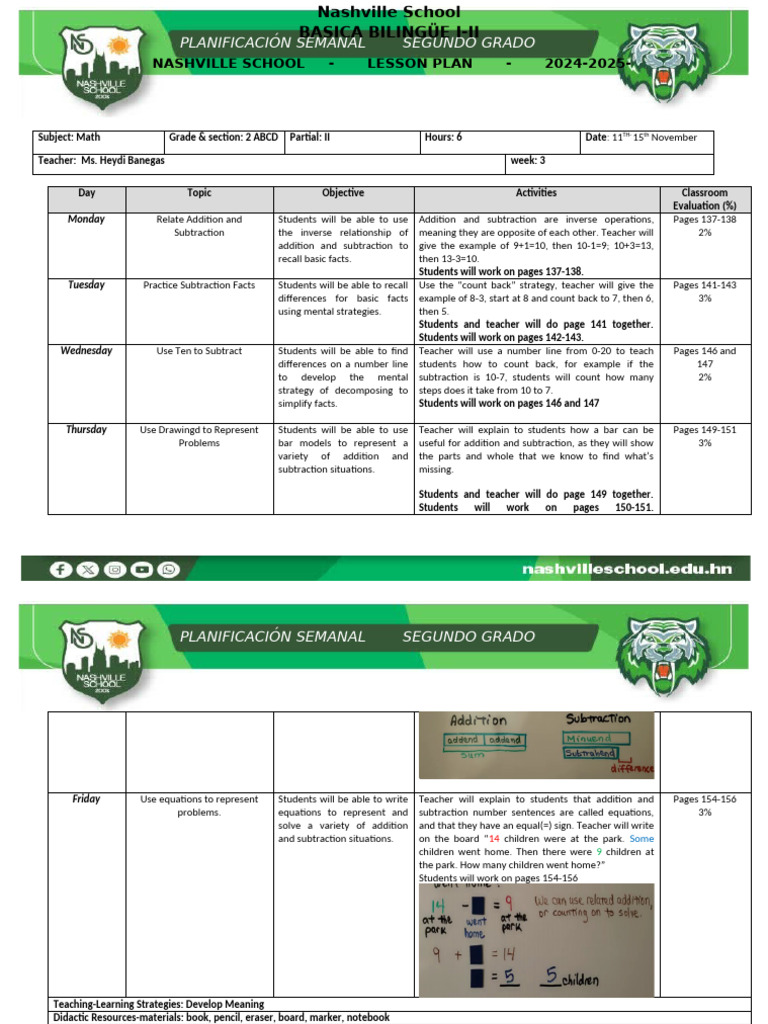 Lesson Plan Math 2nd Grade Partial II Week 3 | PDF | Mathematics