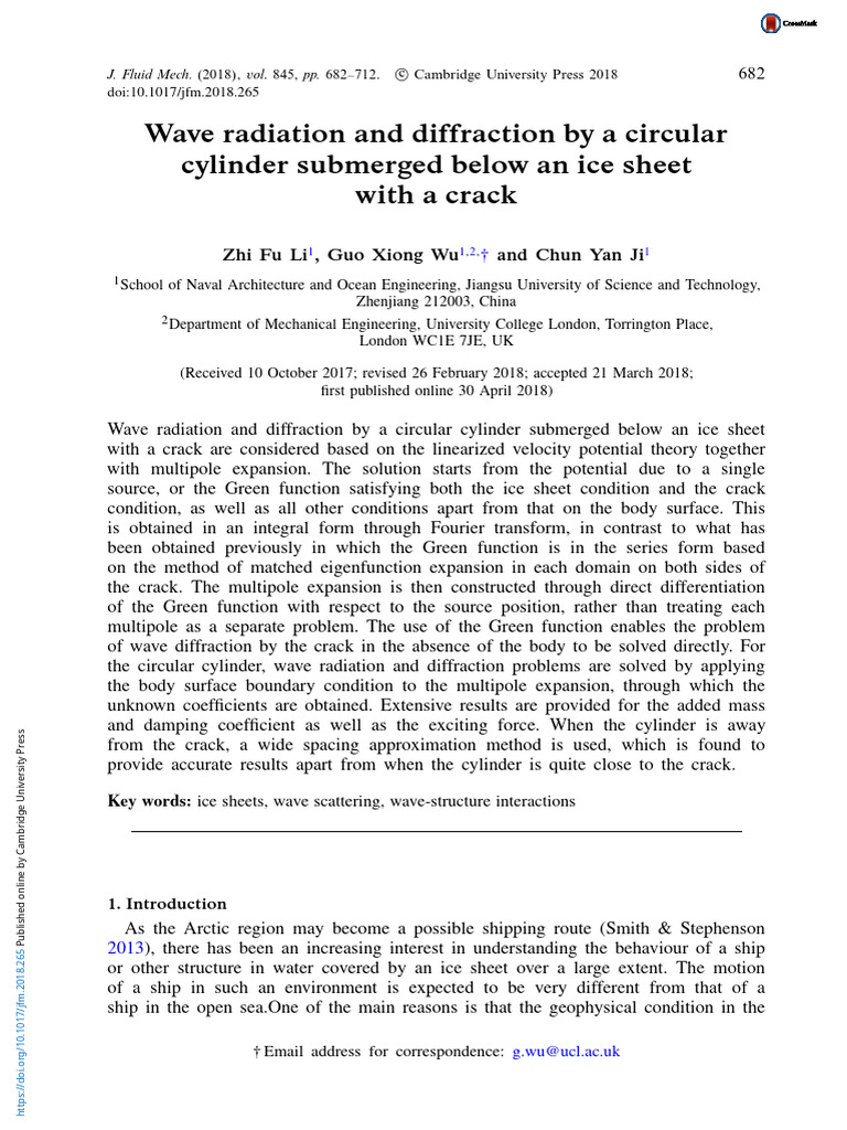 Wave Radiation and Diffraction by A Circular Cylinder Submerged Below ...