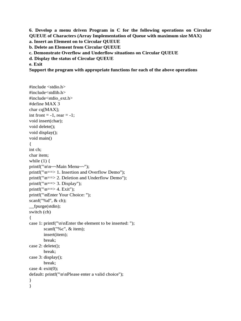 DSA LAB6-Circular Queue | PDF | Queue (Abstract Data Type) | Programming Paradigms