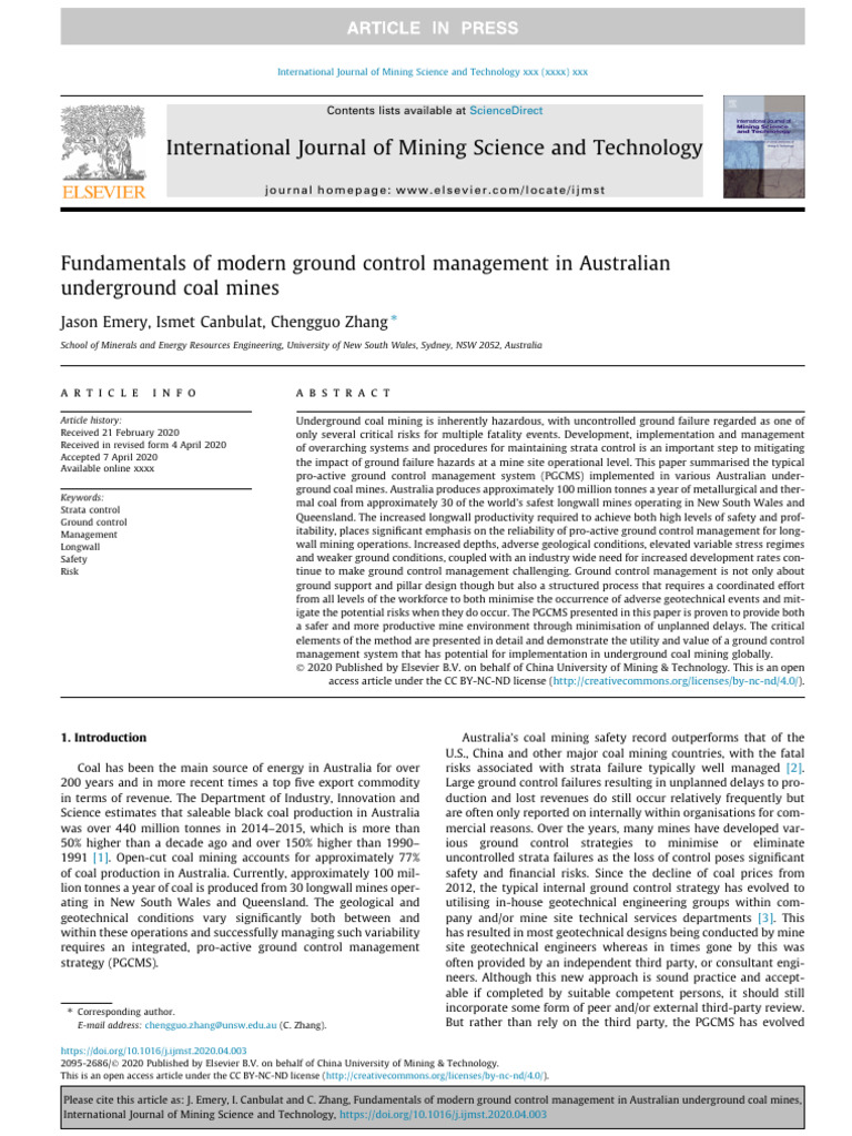Fundamentals of Modern Ground Control Management I | PDF | Mining | Risk