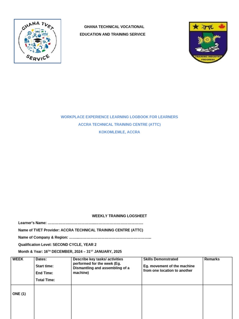 WEL LOGBOOK ATTC | PDF | Learning | Behavior Modification