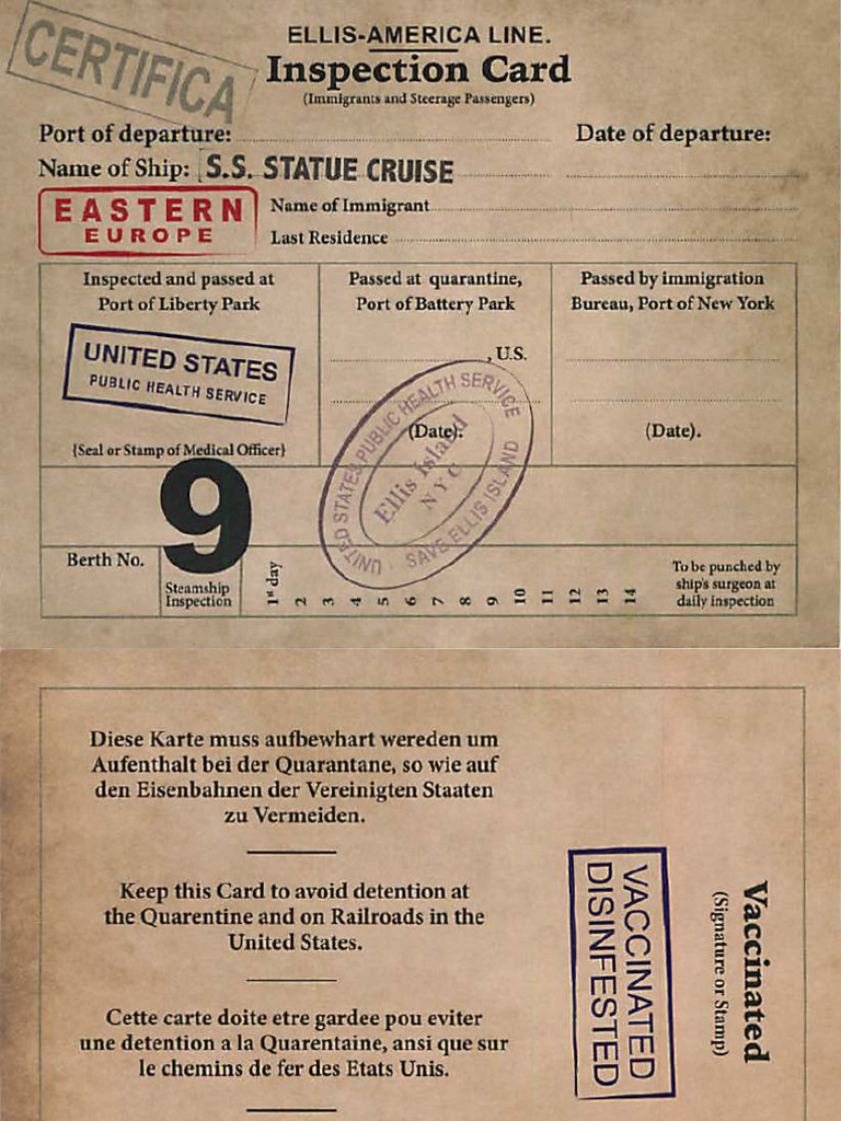 Ellis Island Inspection Card | PDF