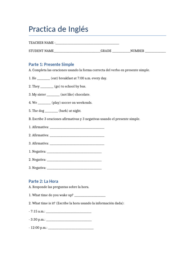 Practica de Ingles | PDF