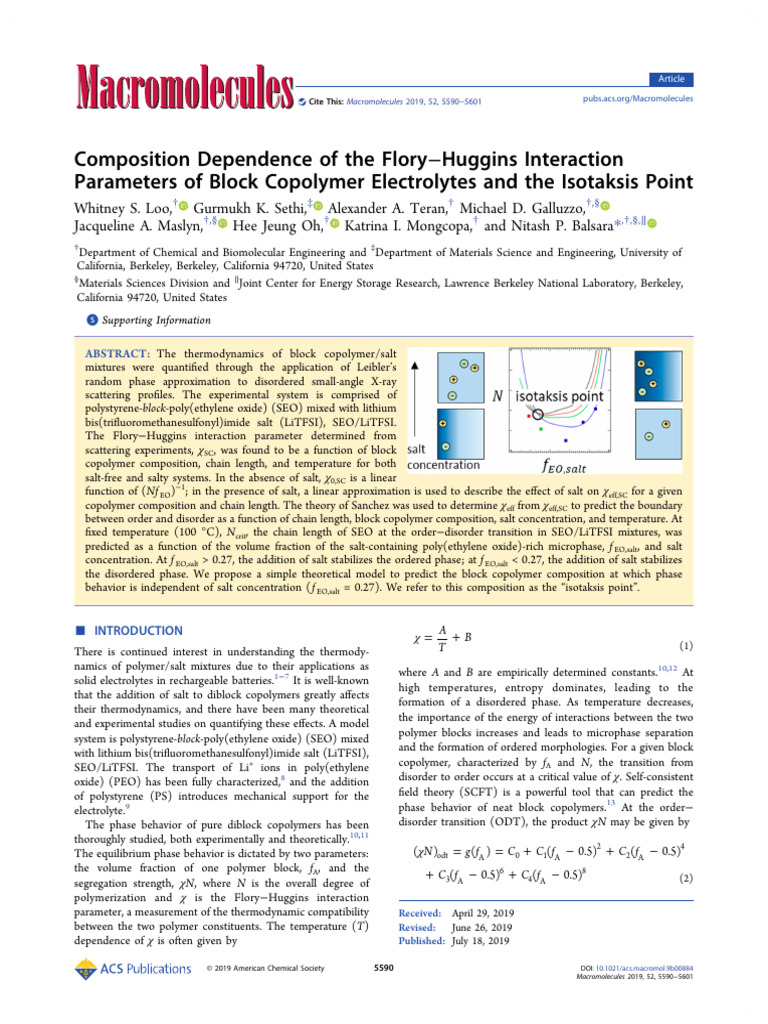 Composition Dependence of The Flory-Huggins Interaction Parameters of ...