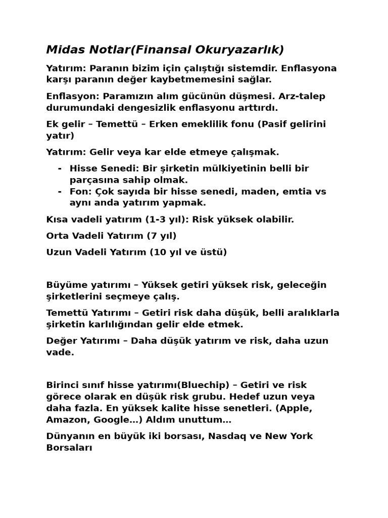 Midas Notlar | PDF
