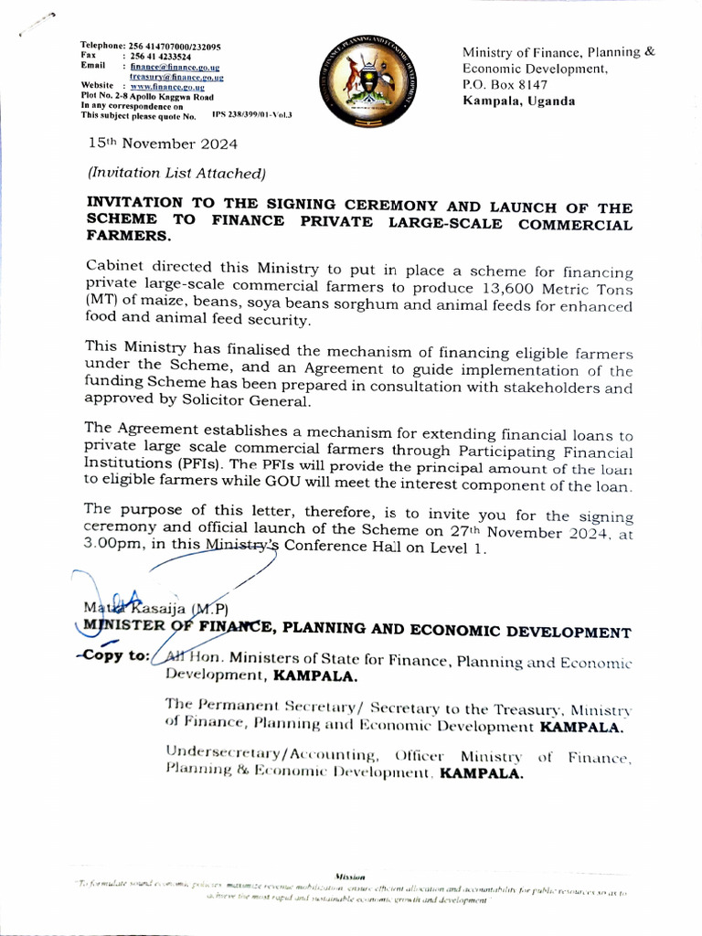 Invitation Letter, Signing Ceremony | PDF | Government