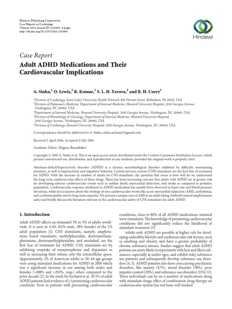 Adult ADHD Medications and Their Cardiovascular Implications | PDF | Stimulant | Heart Rate