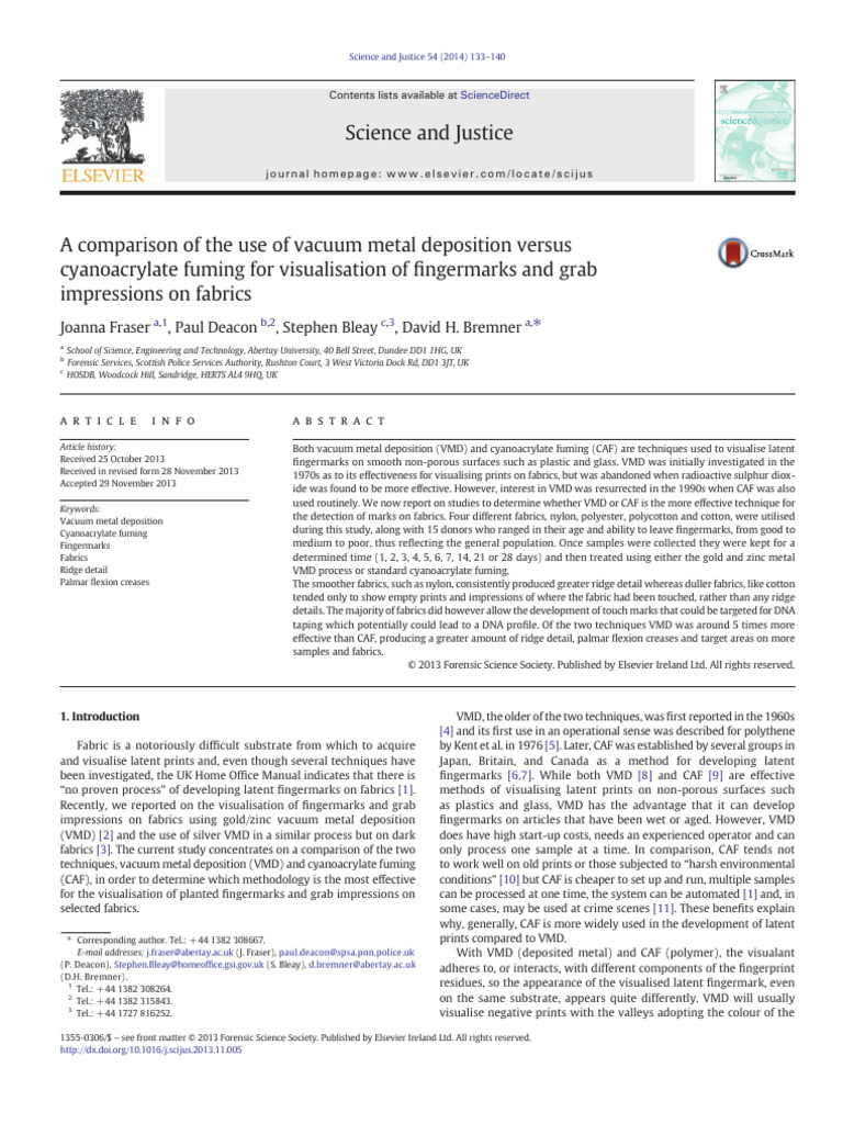 A Comparison of The Use of Vacuum Metal Deposition Versus Cyanoacrylate ...