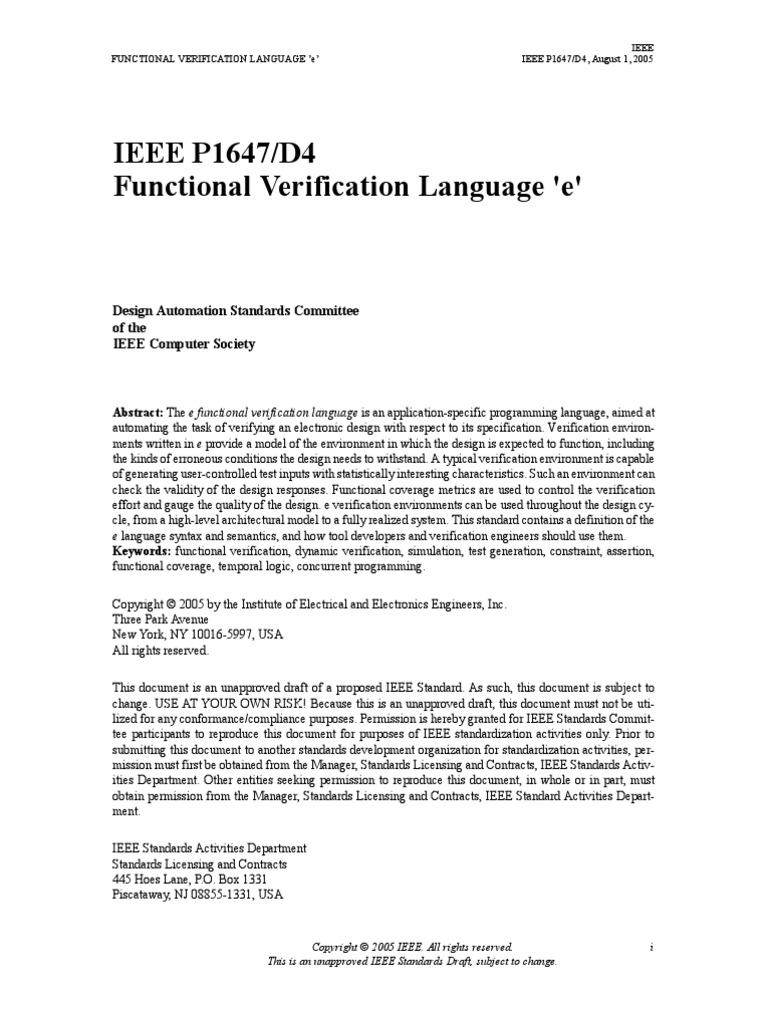 Ieee Functional Verification E Pdf Formal Verification Computer Programming