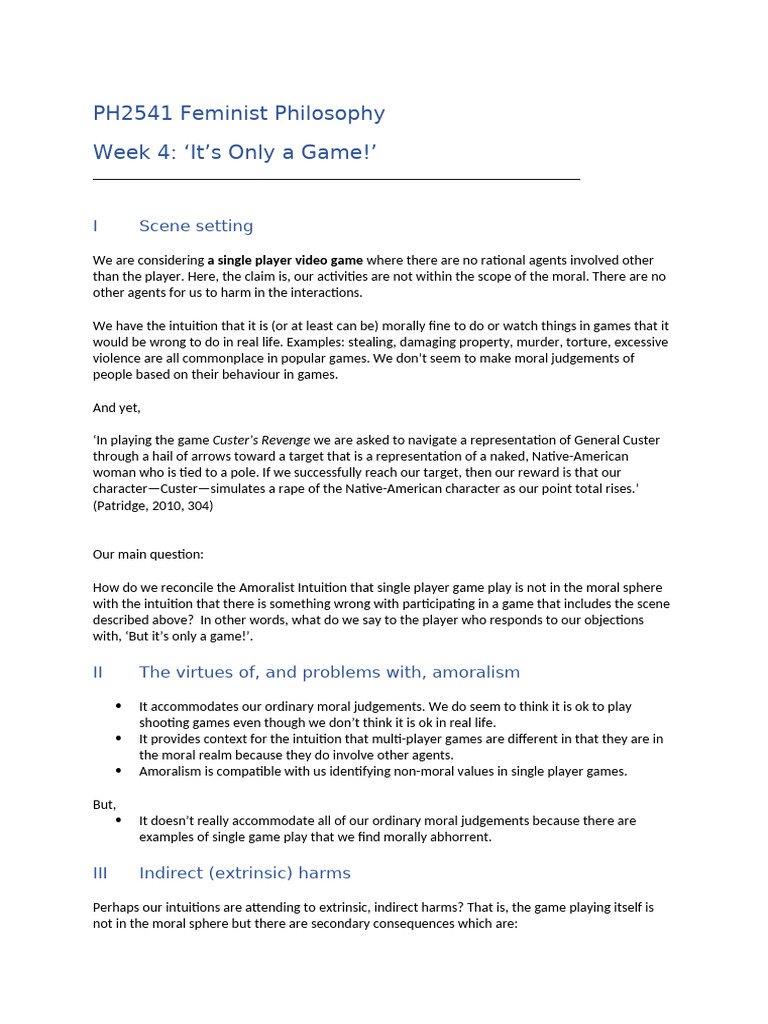 PH2541 Handout Video Games and Social Meaning | PDF | Morality