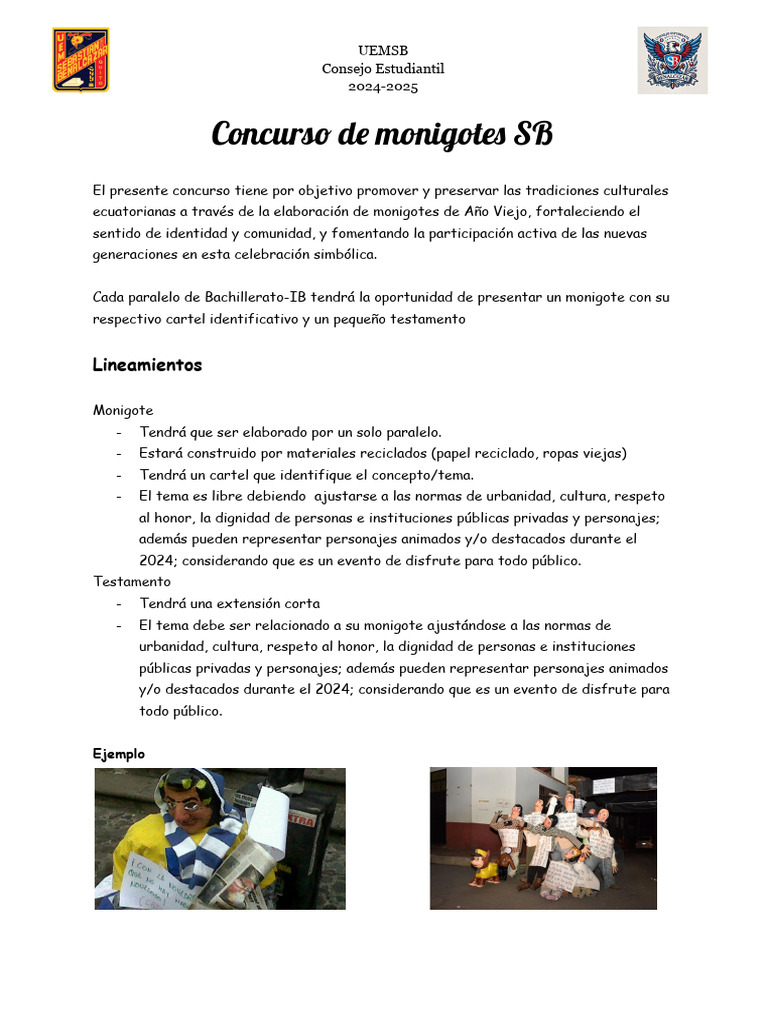 Concurso de Monigotes 2024-2025 UEMSB | PDF