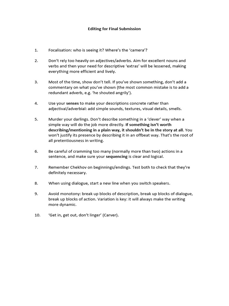 Editing Tips for Final Submission | PDF
