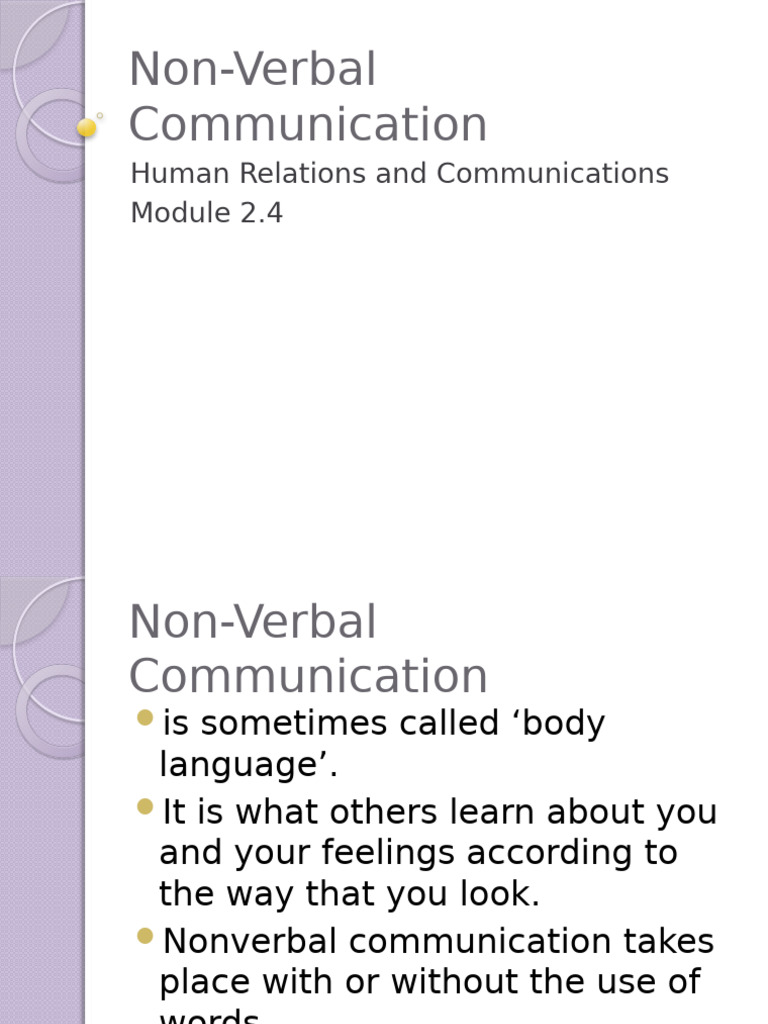 Module 2.4 Non-Verbal Communication | PDF | Nonverbal Communication ...