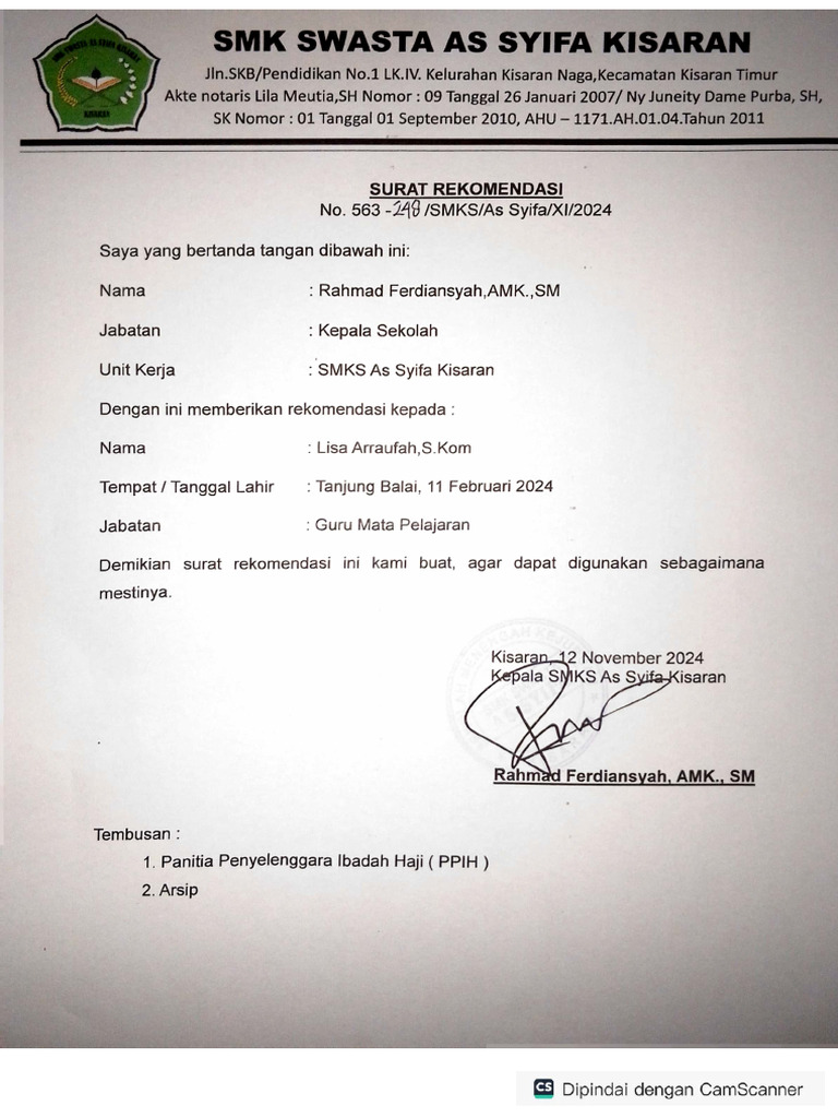Surat Rekom Fix | PDF