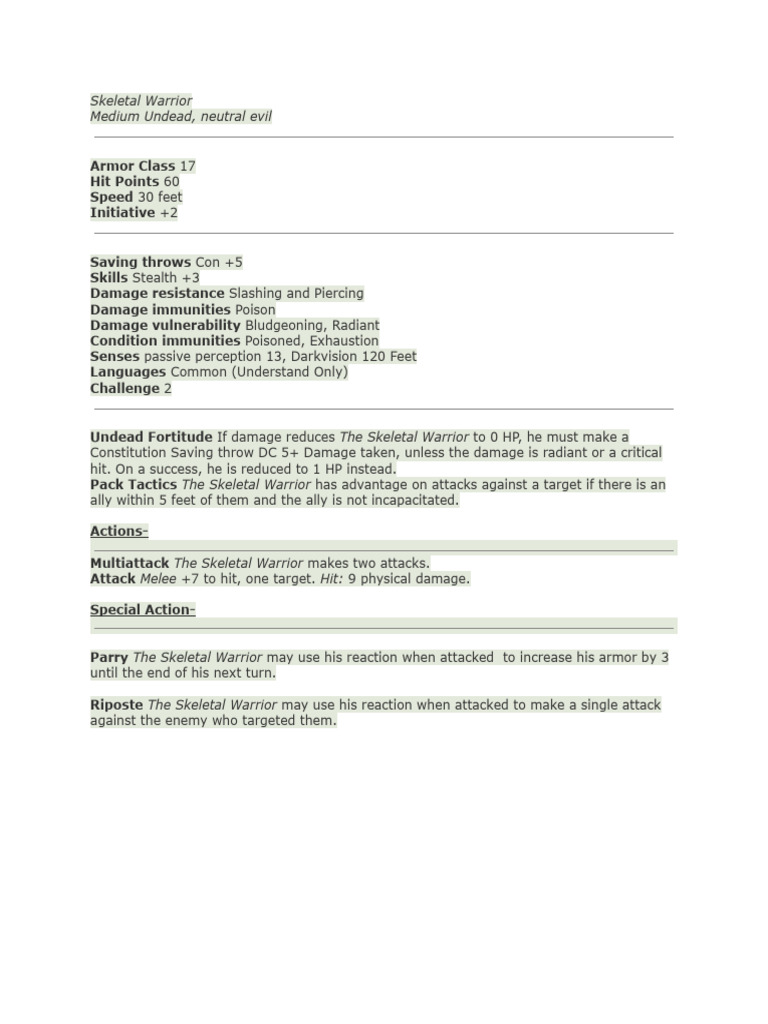 Undead.docx - Google Docs | PDF | Fantasy Games | Gaming