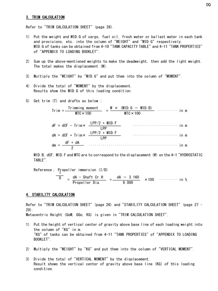 Trim Calculation | PDF | Watercraft