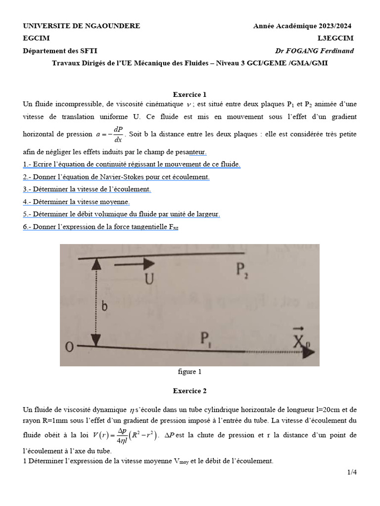 TD Meca Fluide 2 | PDF | Pression | Écoulement laminaire