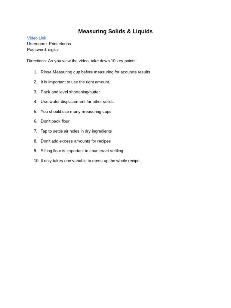 Copy of Measuring Solids & Liquids - Google Docs | PDF